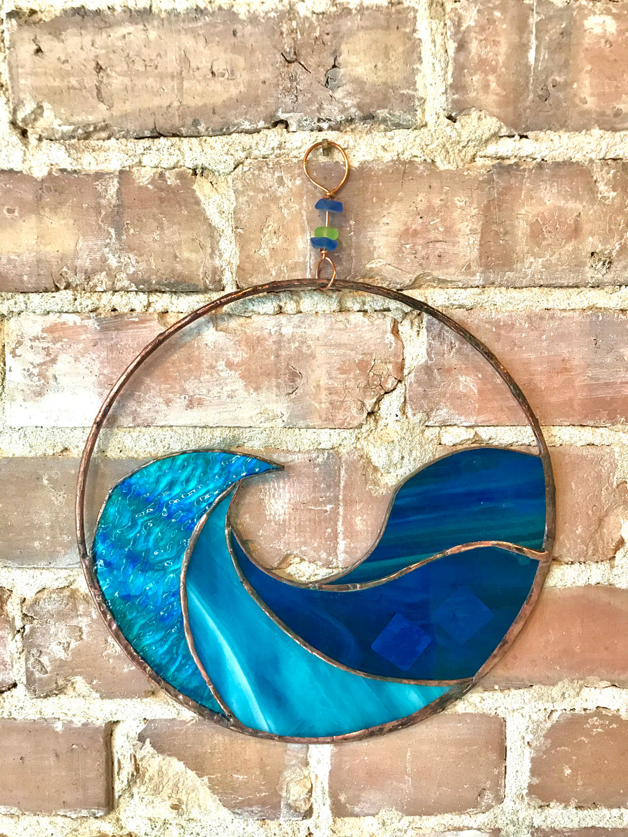 Stained Glass Wave Hoop – Against The Grain Shoppe